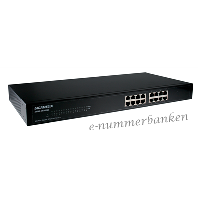 E-nummer 51 870 76 - SWITCH 16P 10/100/1000 19" - Gigamedia