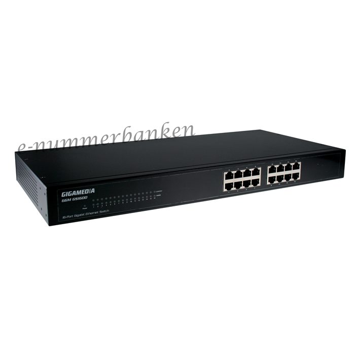 E-nummer 51 870 76 - SWITCH 16P 10/100/1000 19" - Gigamedia